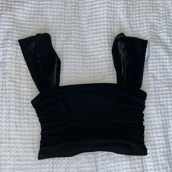 Temu | Tops | Black Mesh Crop Top | Poshmark
